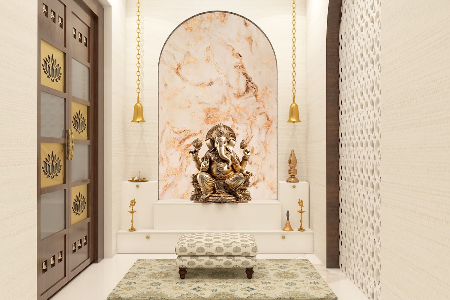 Modern Pooja Room Designs with Elegant Laminate Sheets Royale Touche